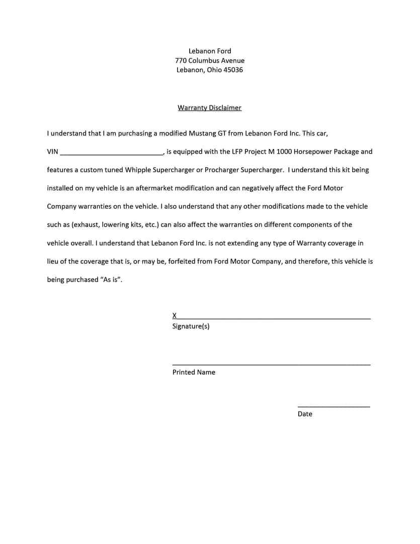 LFP Legal Disclaimers & Waivers | Lebanon Ford Performance